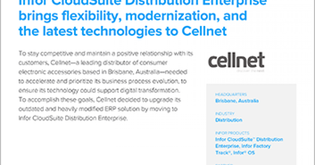 Cellnet case study I CloudSuite Distribution Enterprise I Infor
