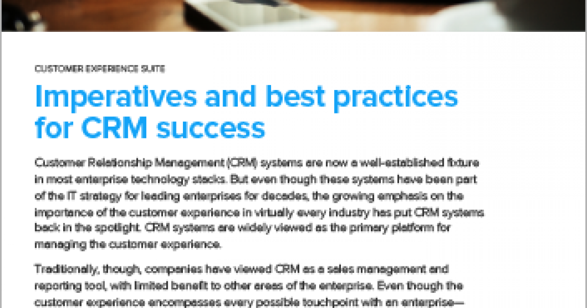 CRM imperatives and best practices | White paper | Infor