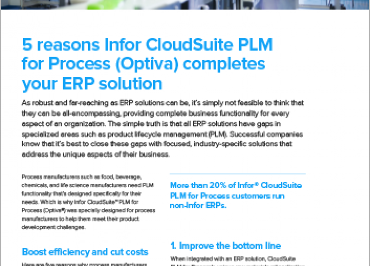 PLM completes the ERP | Process manufacturing brochure | Infor
