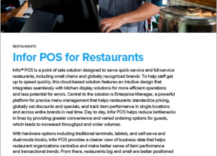 Infor POS for Restaurants | Product brochure | Infor