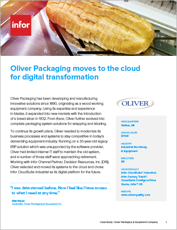 Oliver Packaging increases visibility | SyteLine Case Study | Infor